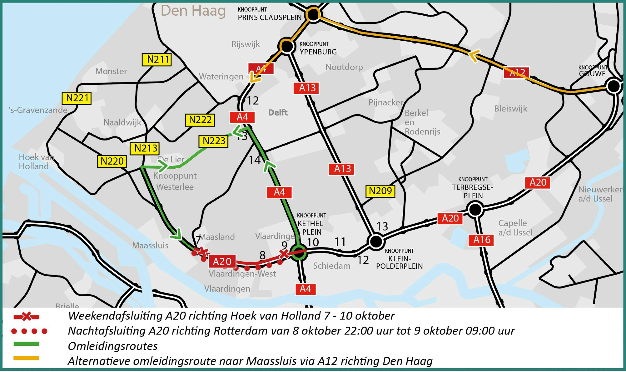 A20: afsluiting richting Hoek van Holland